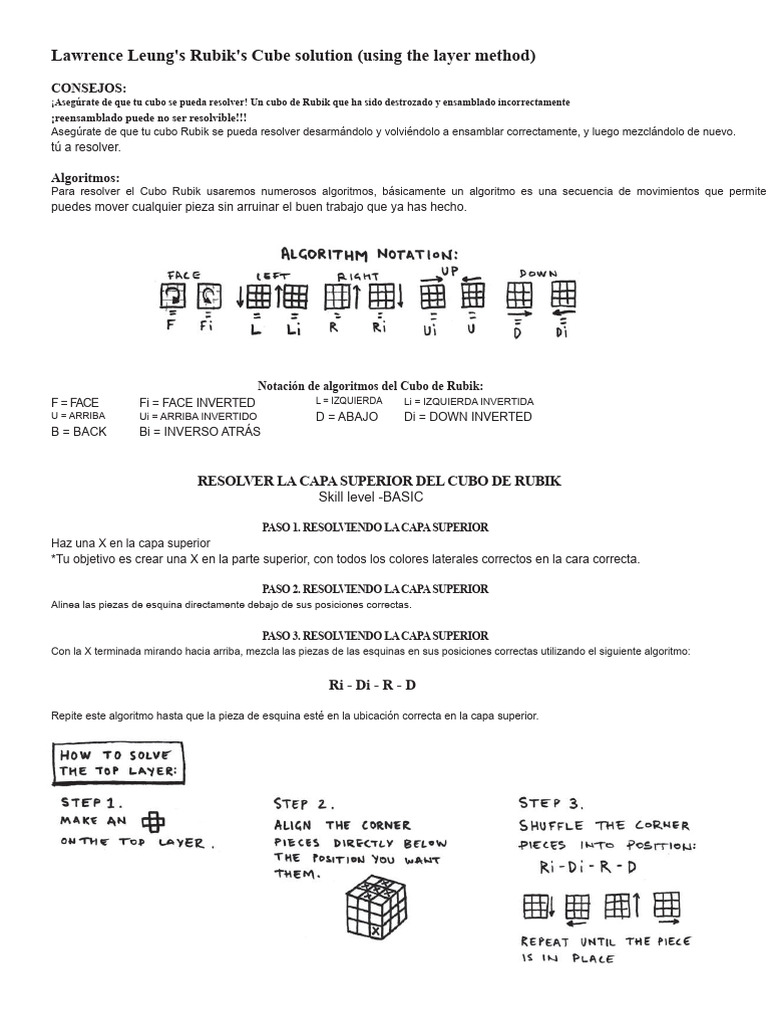 Guía para resolver el Cubo Rubik | PDF