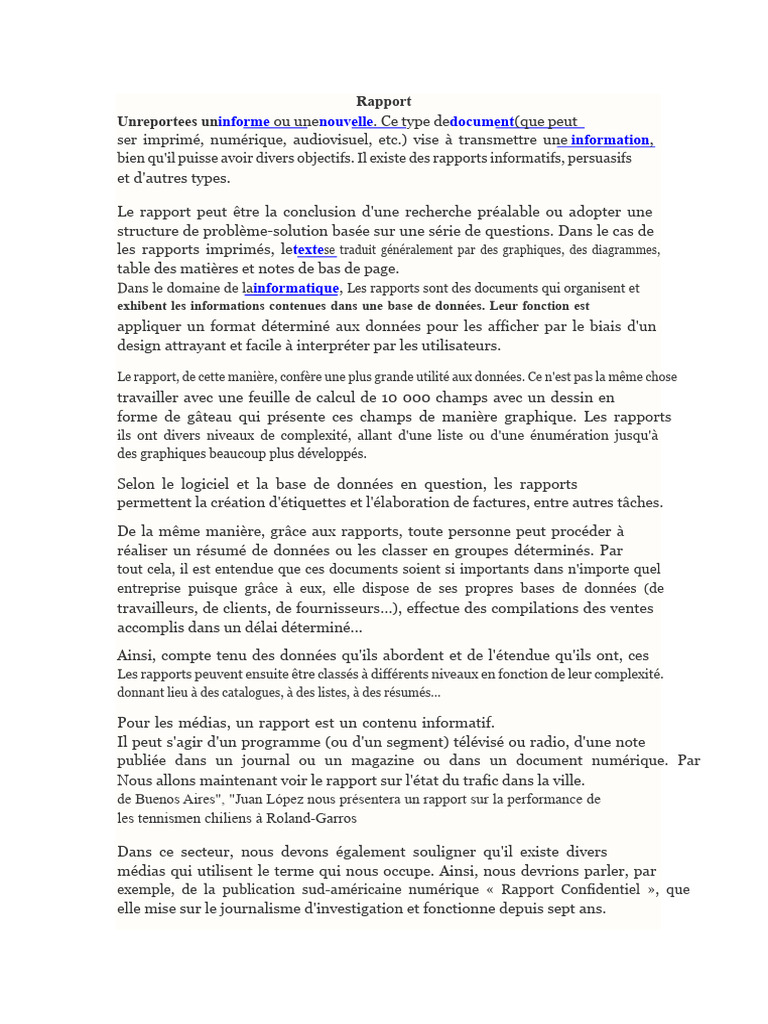 Types et fonctions des rapports documentaires | PDF | Bases de données ...