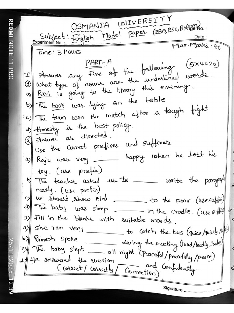 English Modal Paper BSC | PDF