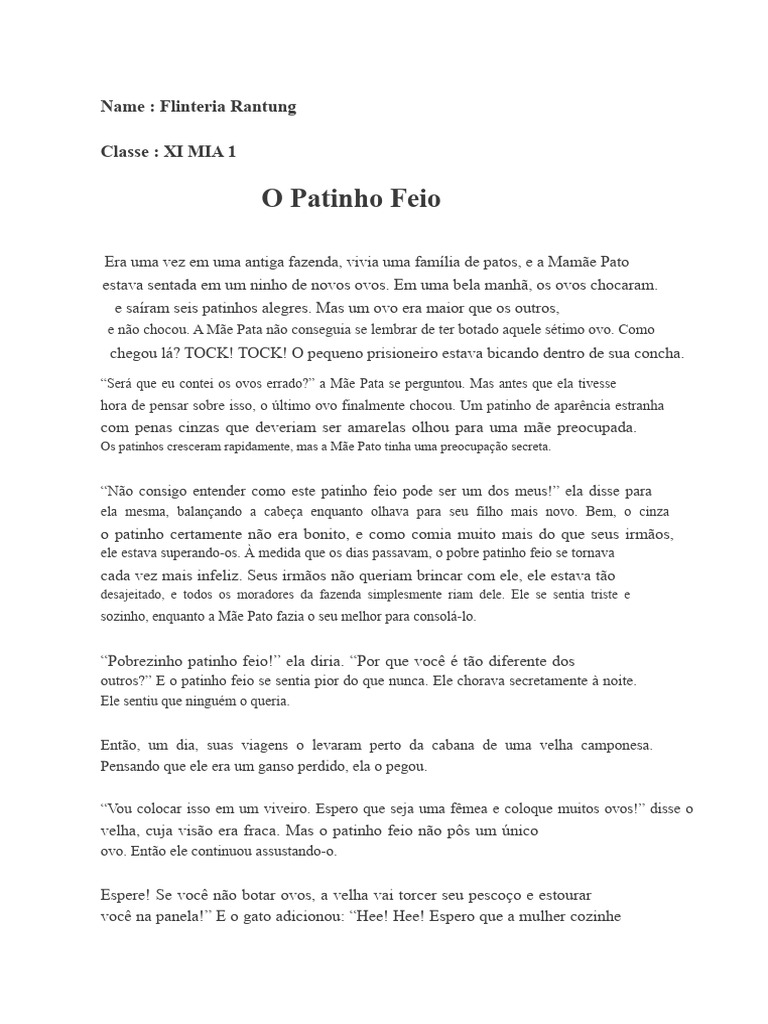 Pato feio | PDF | Pato | Ganso