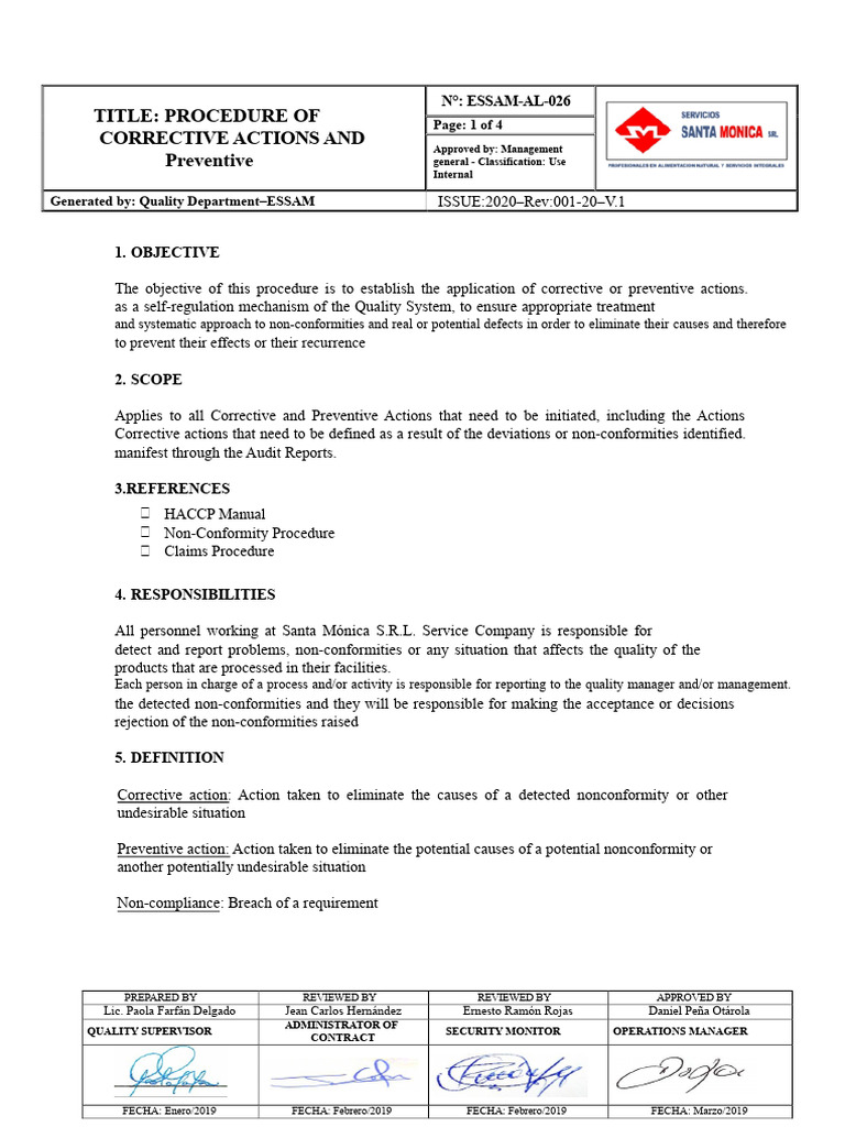 Corrective and Preventive Actions Procedure | PDF | Systems Thinking