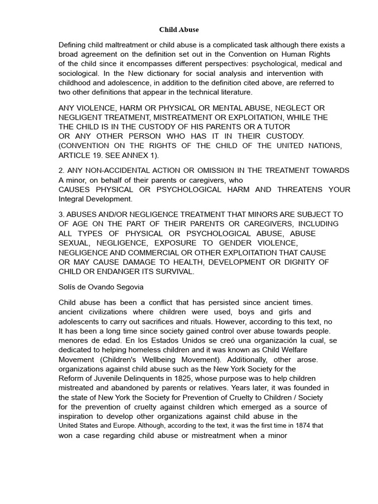 CHILD ABUSE and Graphic Scheme of The Types of Information | PDF ...