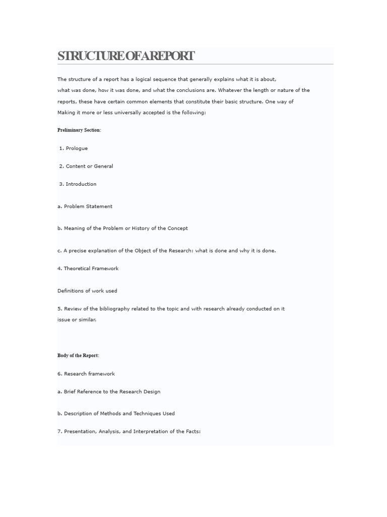 Structure of A Management Report | PDF | Analysis | Methodology