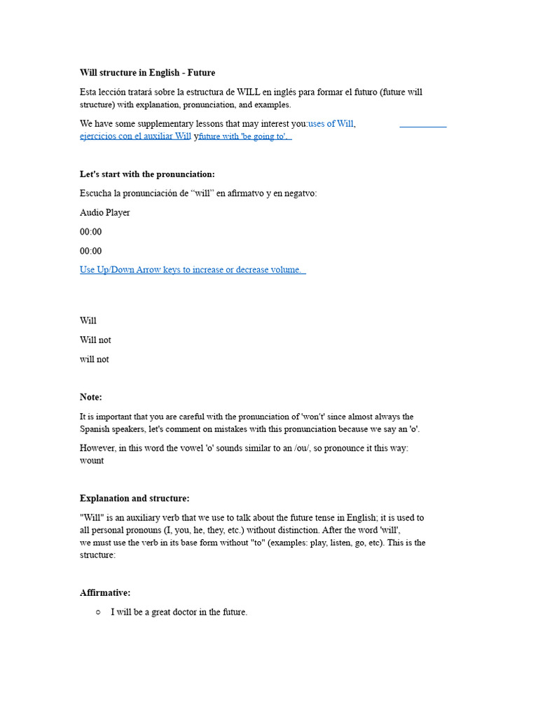 Structure of Will in English | PDF