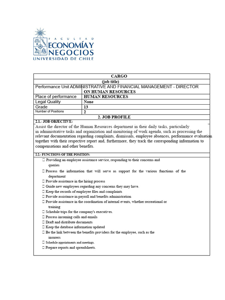 JOB PROFILE FORMAT Administrative Secretary (1).docx | PDF | Human ...