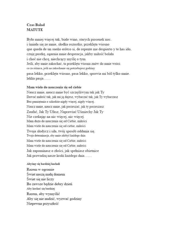 Balady Czas - Matute | PDF