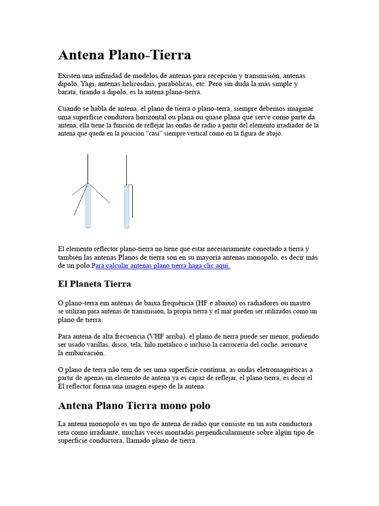 Guía de Antena Plano-Tierra: Cálculos y Construcción | PDF | Antena ...
