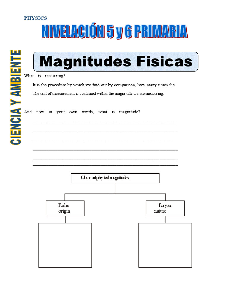 Physical Magnitudes Worksheet For Fifth and Sixth Grade | PDF ...