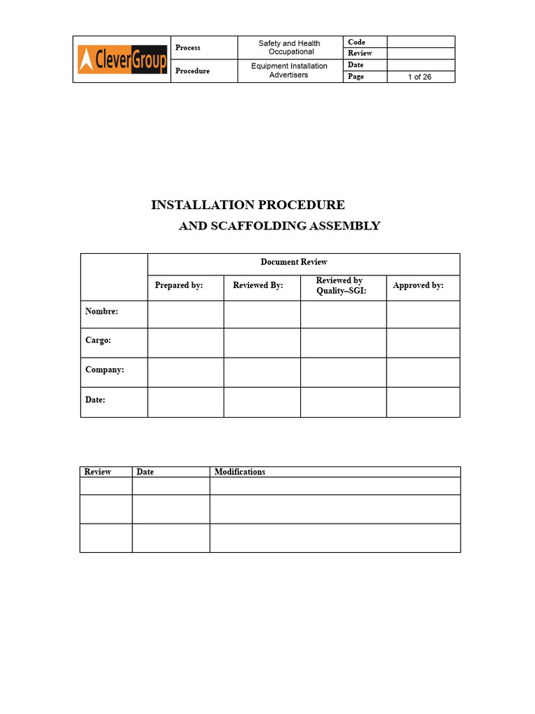 Scaffolding Installation Procedure Guide | PDF | Occupational Safety ...