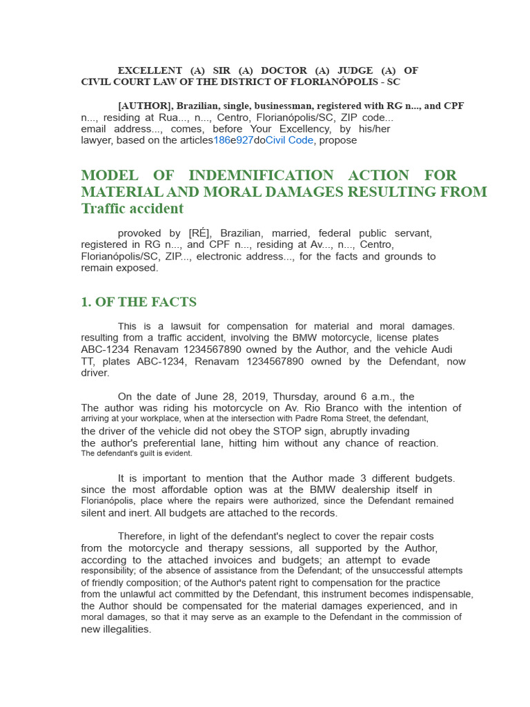 material damage | PDF | Traffic | Damages
