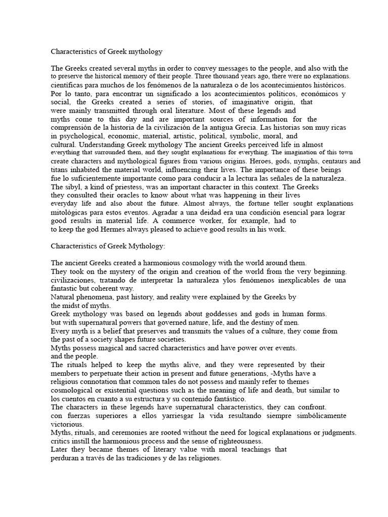 Characteristics of Greek Mythology | PDF | Greek Mythology | Supernatural