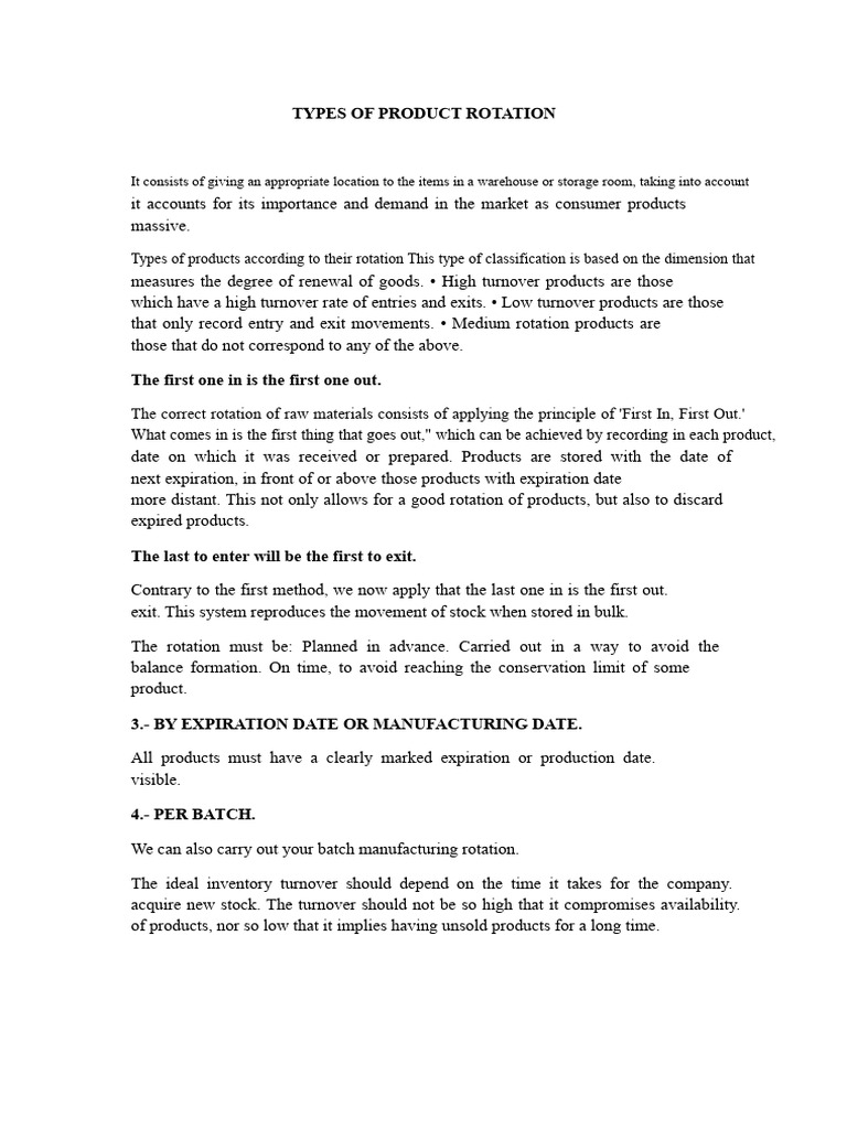 Types of Product Rotation | PDF