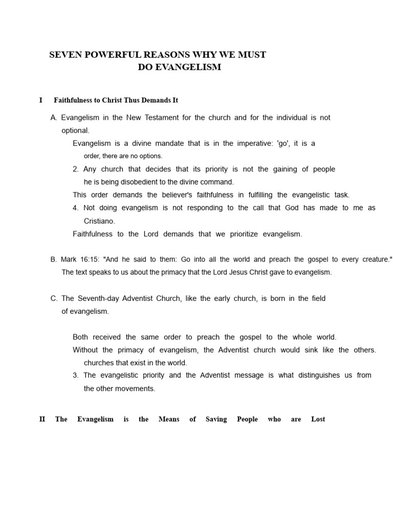 Seven Powerful Reasons Why We Should Do Evangelism | PDF | Jesus ...