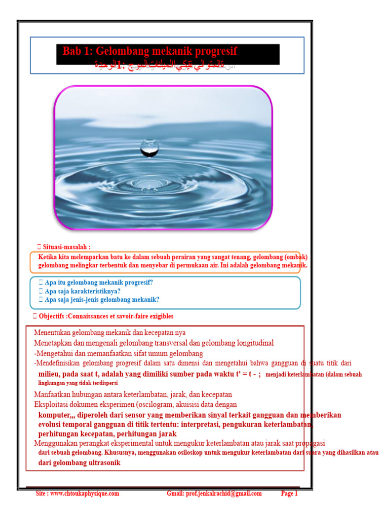 Bab 1, Gelombang Mekanik Progresif, Kuliah, Aktivitas, Latihan Penerapan, 2BAC BIOF, SM, PC Dan ...