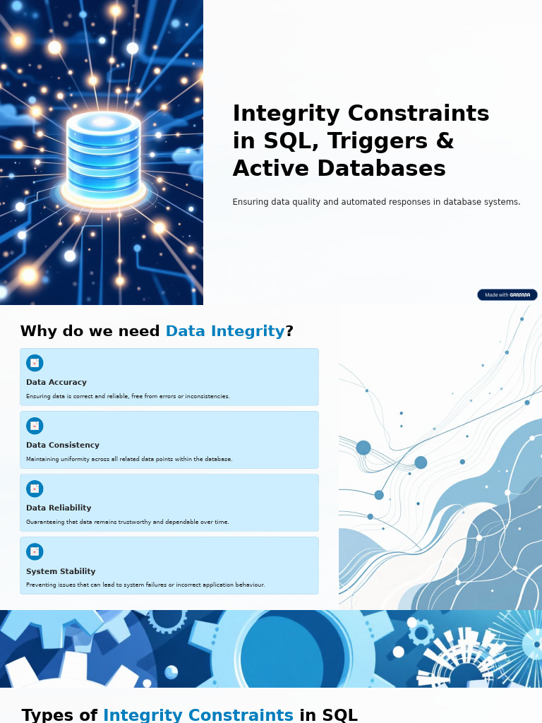 Integrity Constraints in SQL Triggers and Active Databases | PDF ...