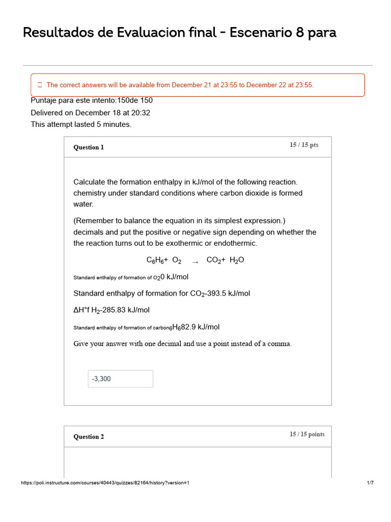 Final Evaluation CHEMISTRY - Scenario 8 | PDF | Chemical Reactions ...