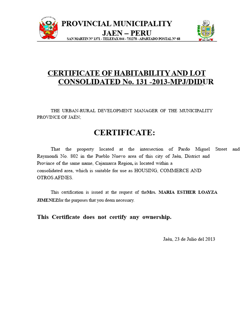 Certificate of Habitability | PDF | Building Materials | Building ...