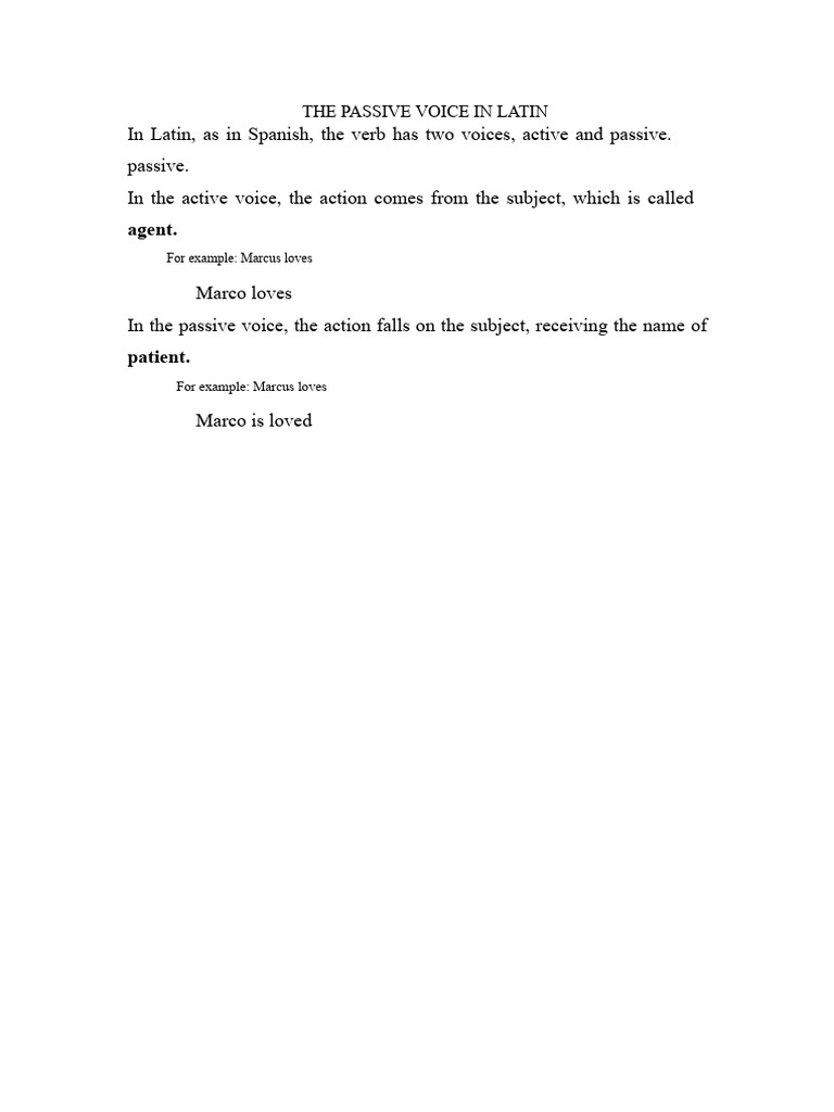 The Passive Voice in Latin | PDF | Verb | Perfect (Grammar)