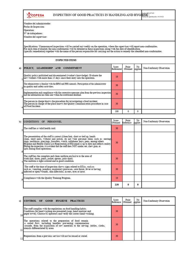 Good Practices in Food Hygiene Inspection | PDF