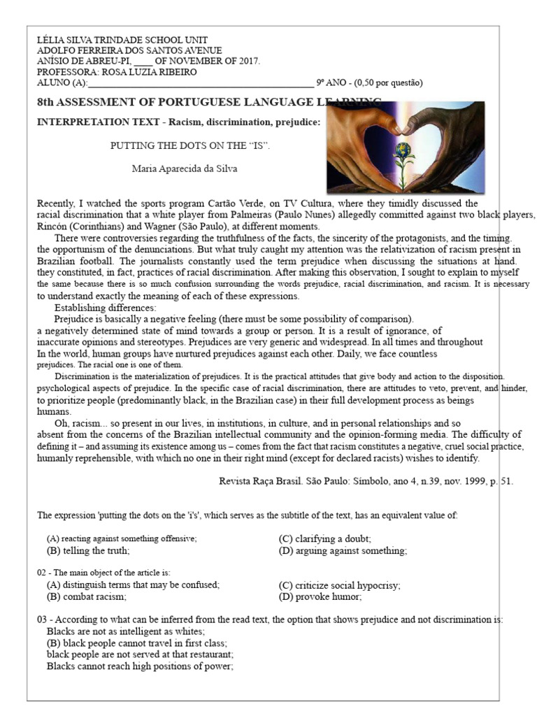 9th grade exam | PDF | Racism | Discrimination & Race Relations