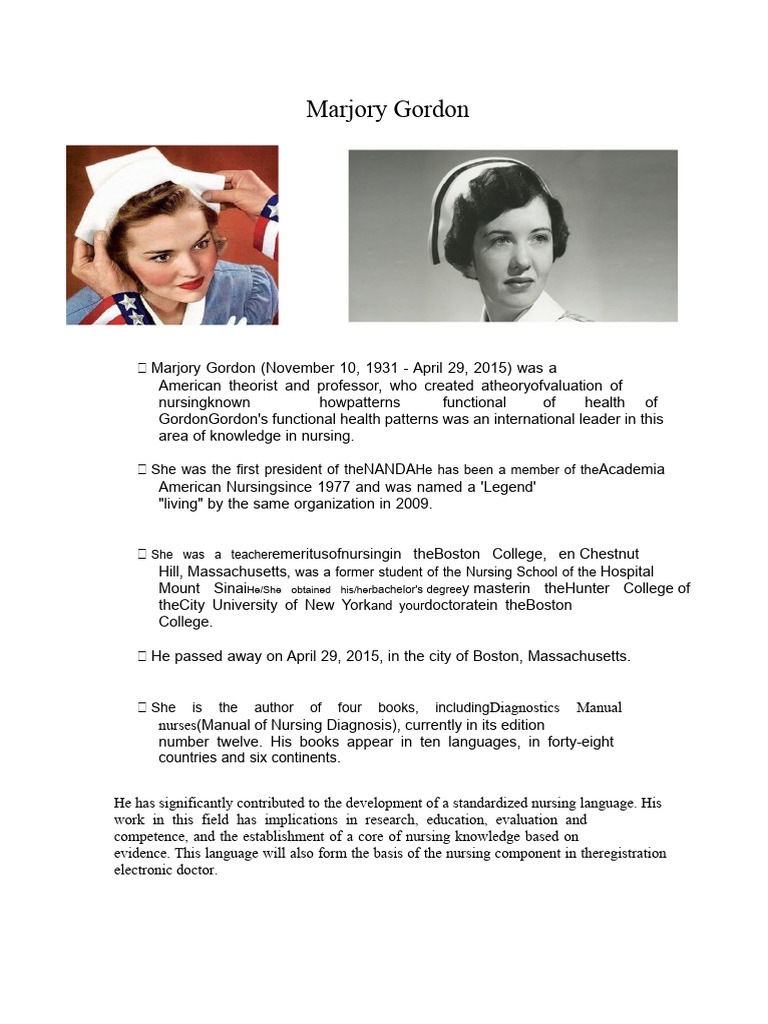 Marjory Gordon (1) | PDF | Nursing | Psychological Concepts