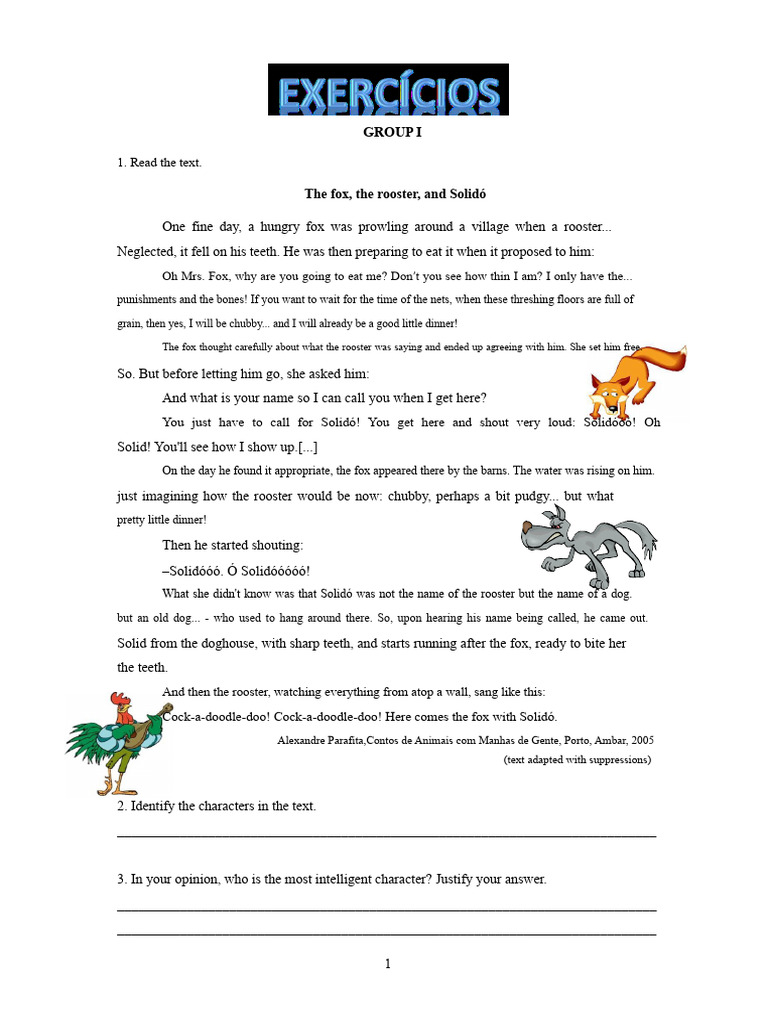 The Fox, The Rooster, and The Solidó | PDF | Grammatical Number | Plural