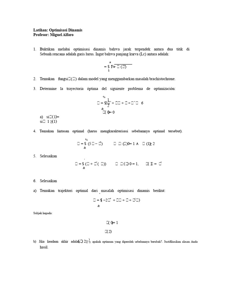 Panduan 4 Latihan Optimasi Dinamis | PDF