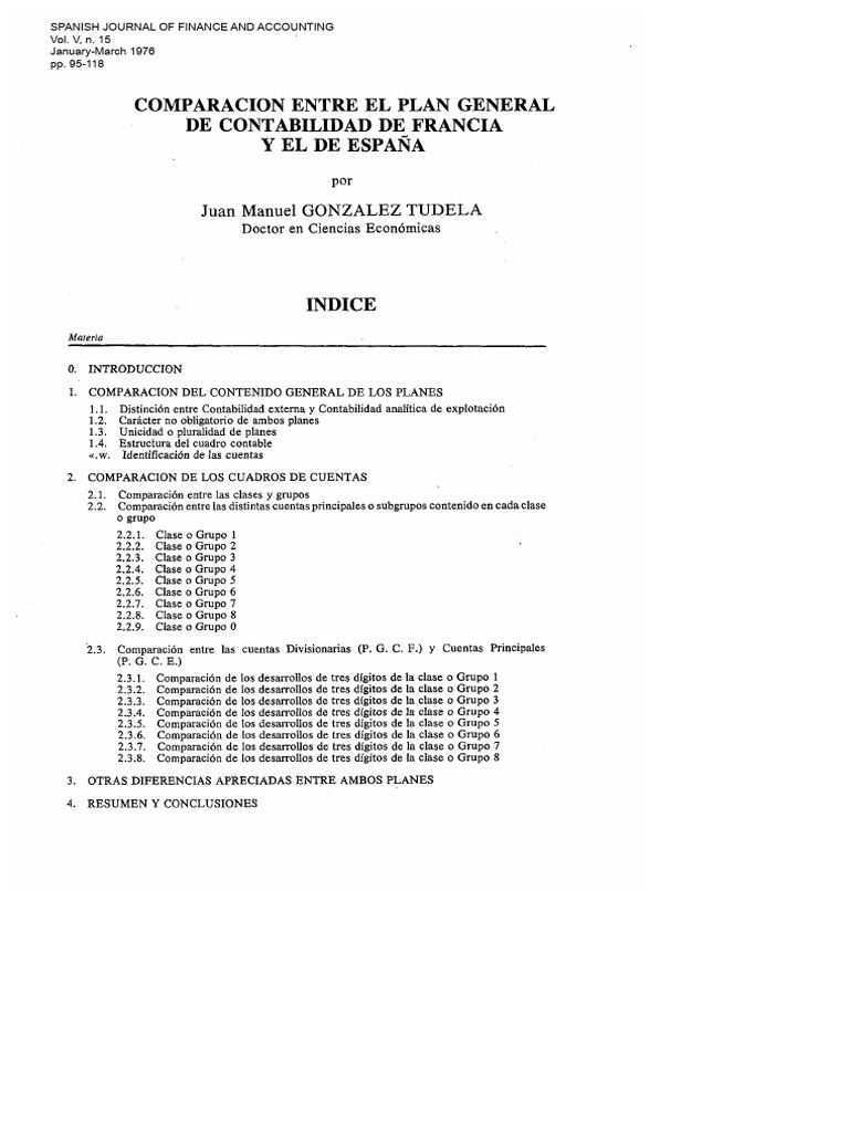 French Accounting Plan Vs Spanish | PDF
