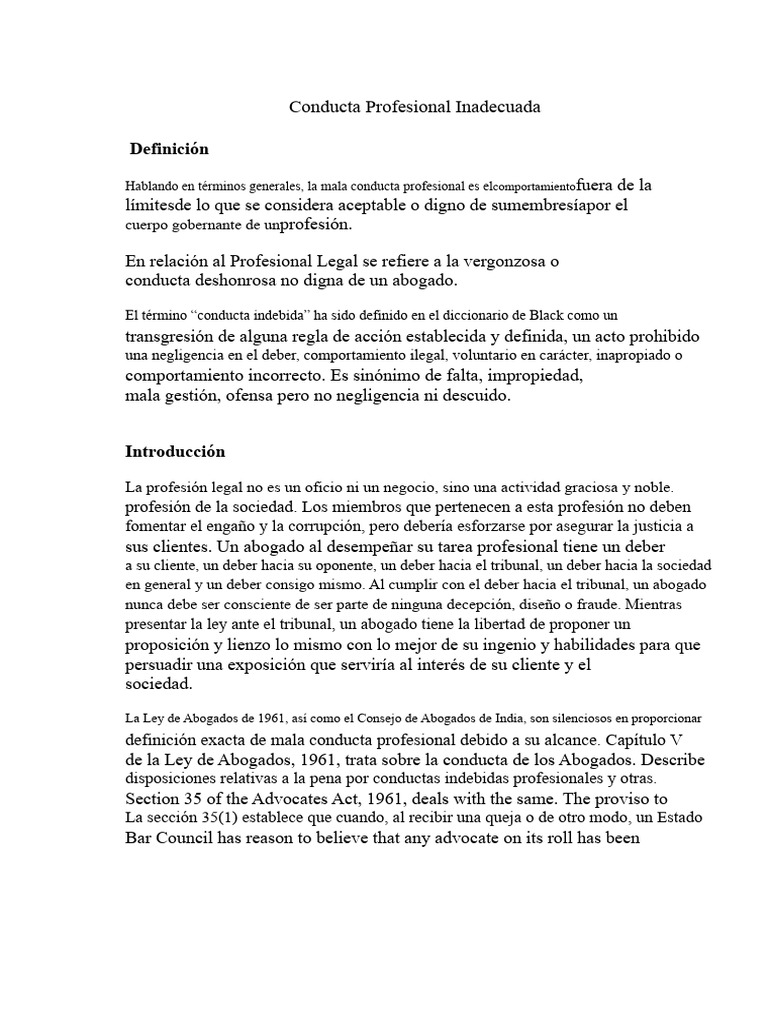 Conducta Profesional Inapropiada | PDF | Comportamiento | Justicia
