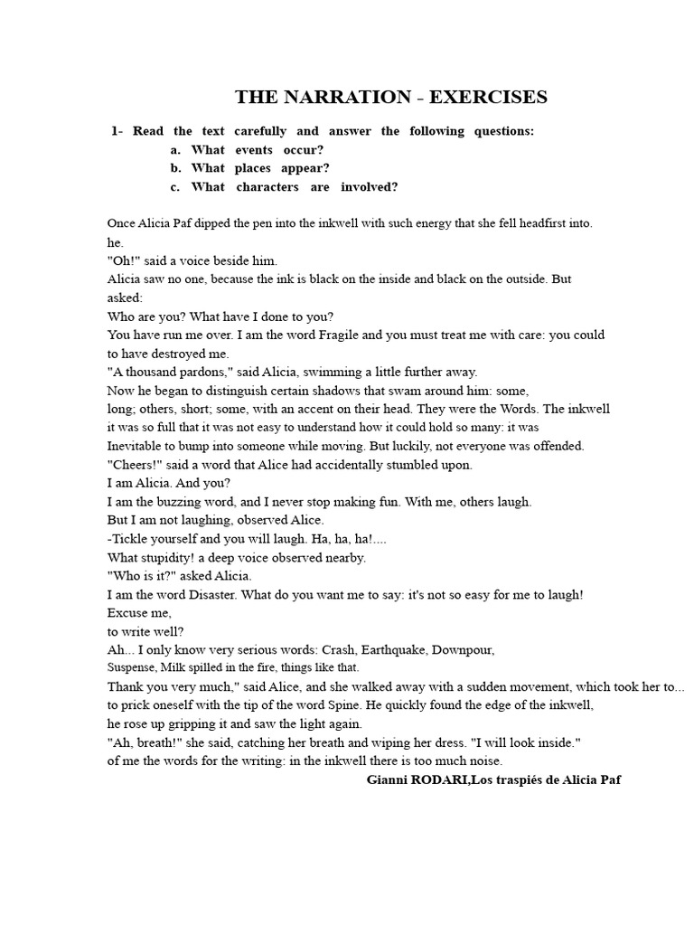 The Narration - Exercises | PDF