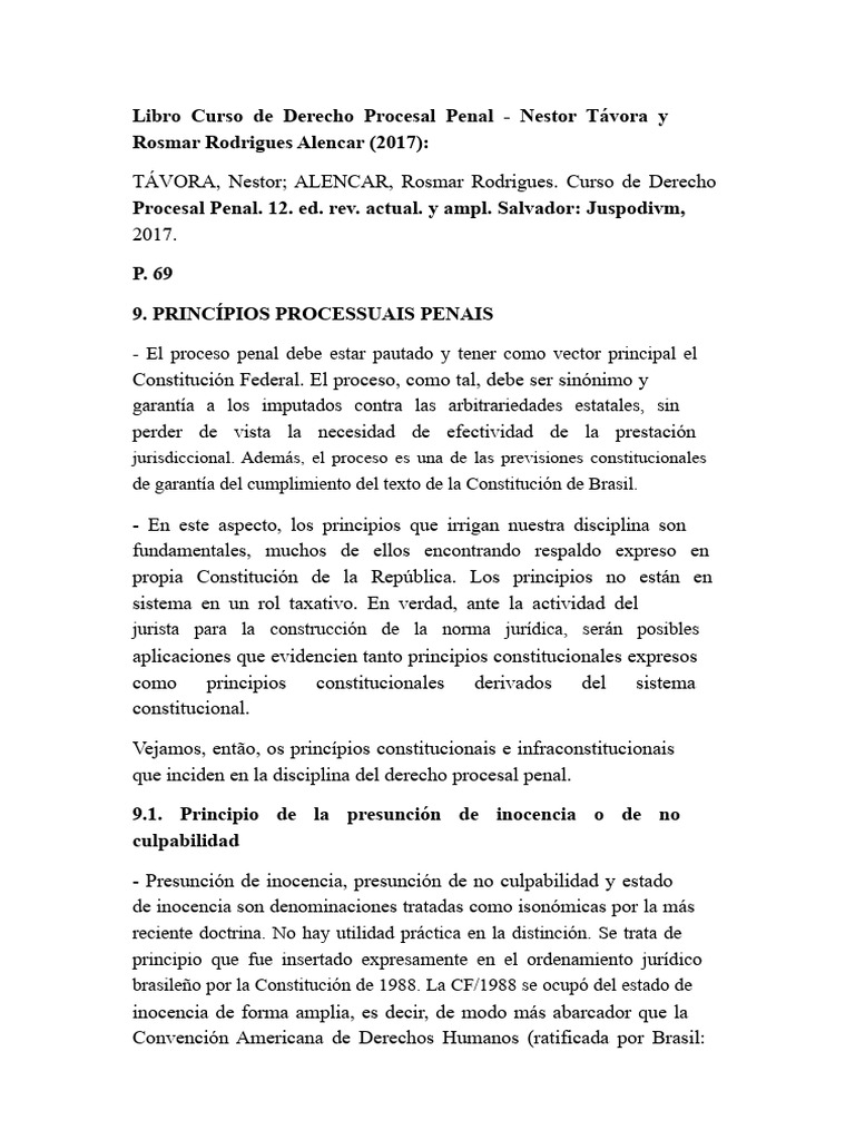 Libro Curso de Derecho Procesal Penal - Nestor Távora y Rosmar Rodrigues Alencar (2017) | PDF ...