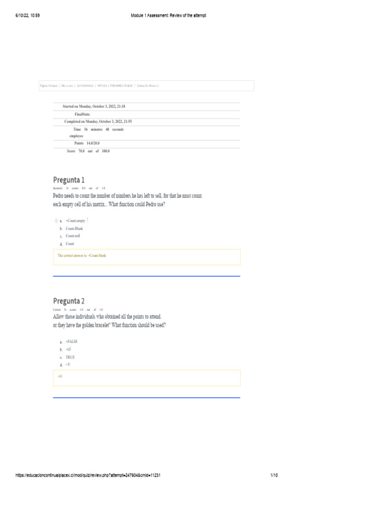 Assessment Module 1_ Review of the attempt | PDF | Mathematics ...