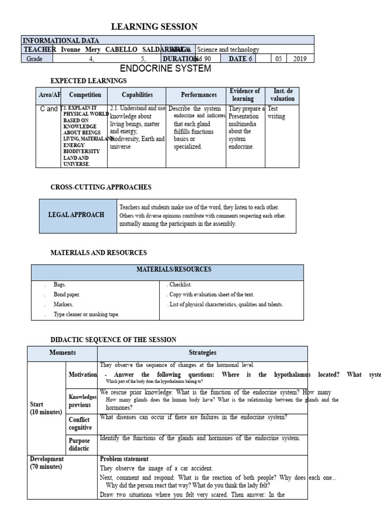 LEARNING SESSION Endocrine System | PDF | Endocrine System | Inquiry