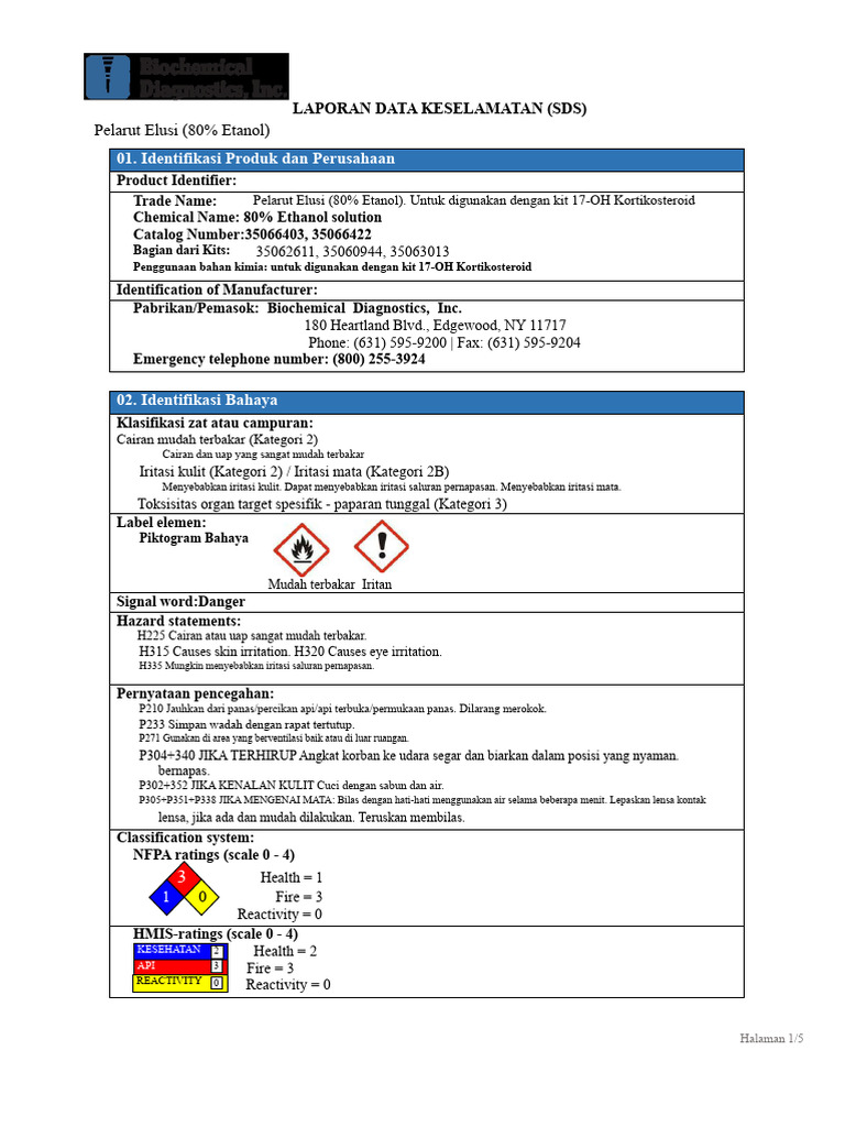 SDS Pelarut Elusi 80% Etanol | PDF