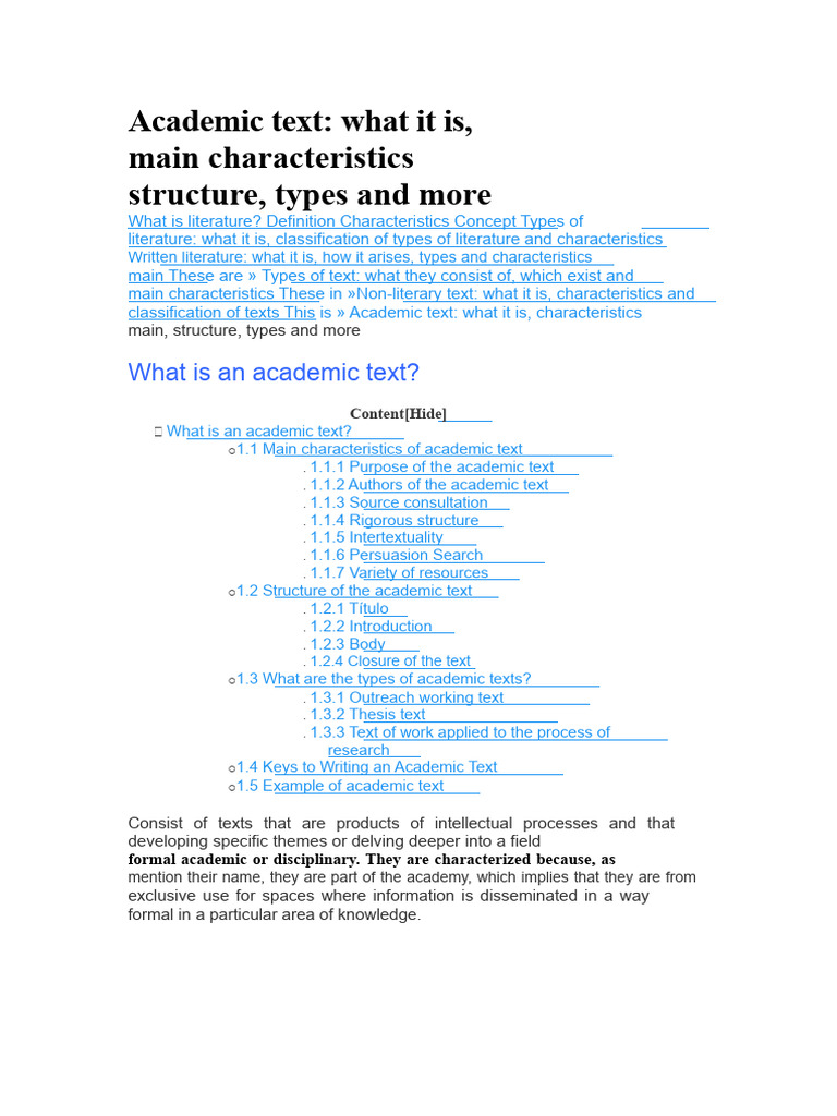Understanding Academic Texts: Types & Structure | PDF | Thesis | Knowledge