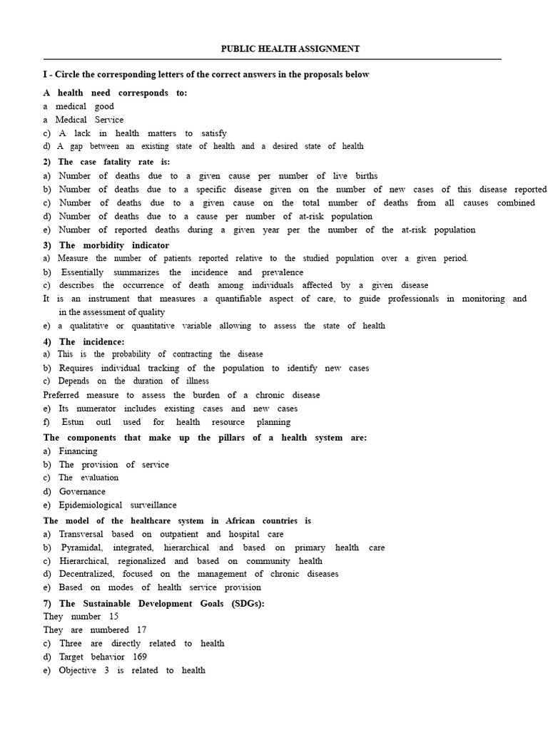 Public Health Exercise | PDF | Public Health | Epidemiology