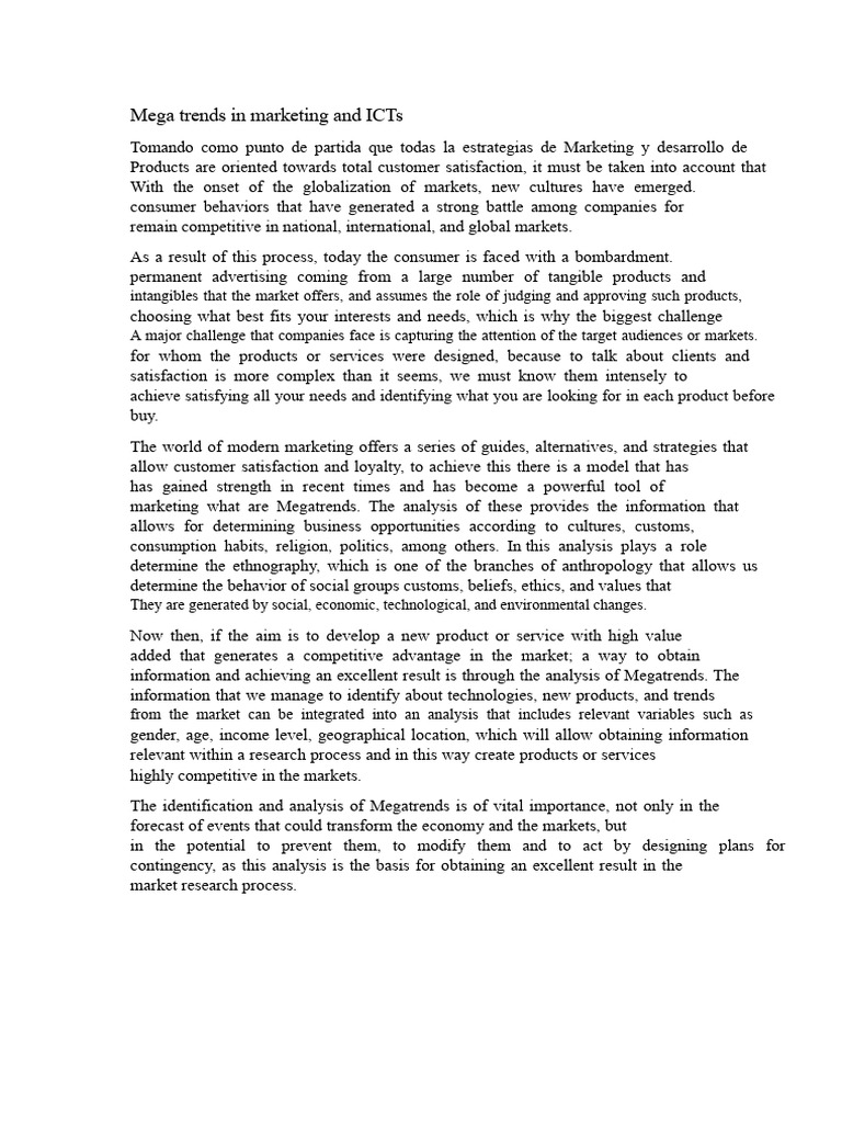 Mega Trends in Marketing and ICTs | PDF | Marketing | Market (Economics)