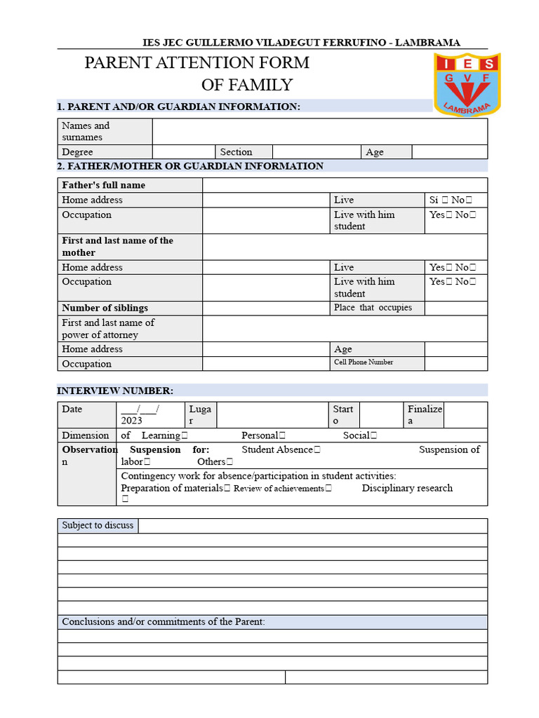 Parent Care Sheet | PDF | Behavioural Sciences | Social Psychology