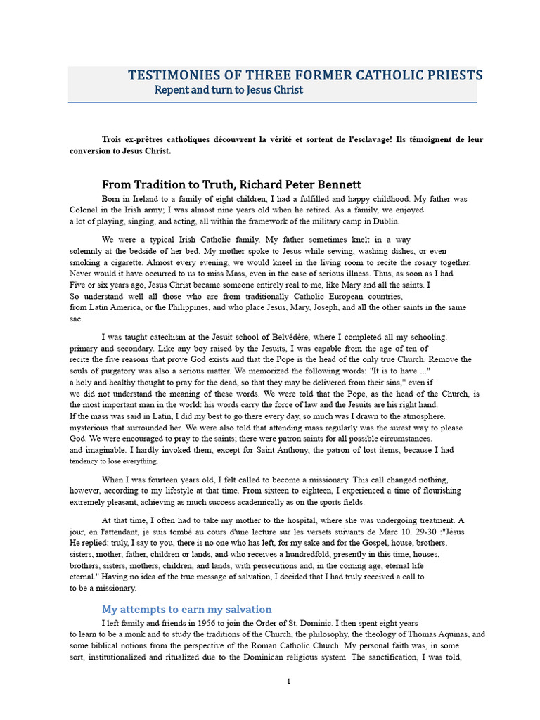 Testimonies From Three Former Catholic Priests | PDF | Catholic Church ...