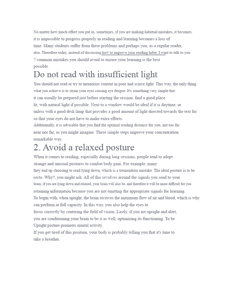 7 Reading Mistakes to Avoid for Learning | PDF | Learning
