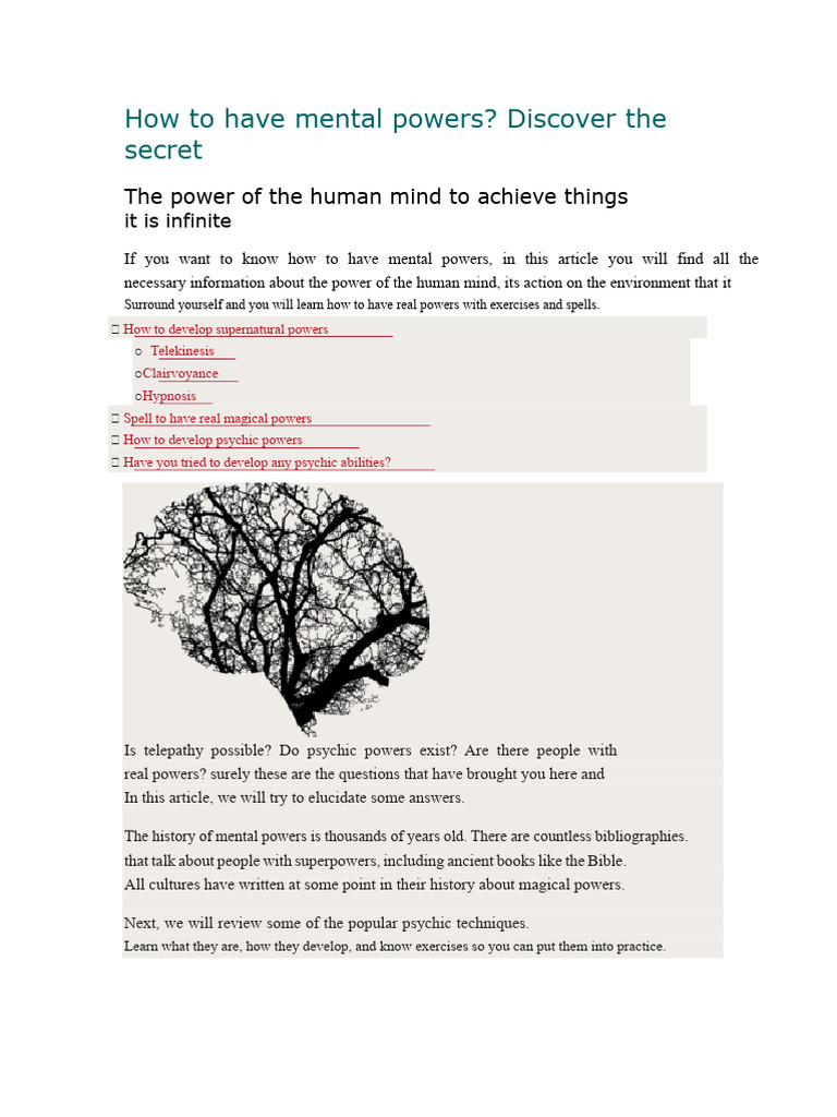 How To Have Mental Powers | PDF | Hypnosis | Mind