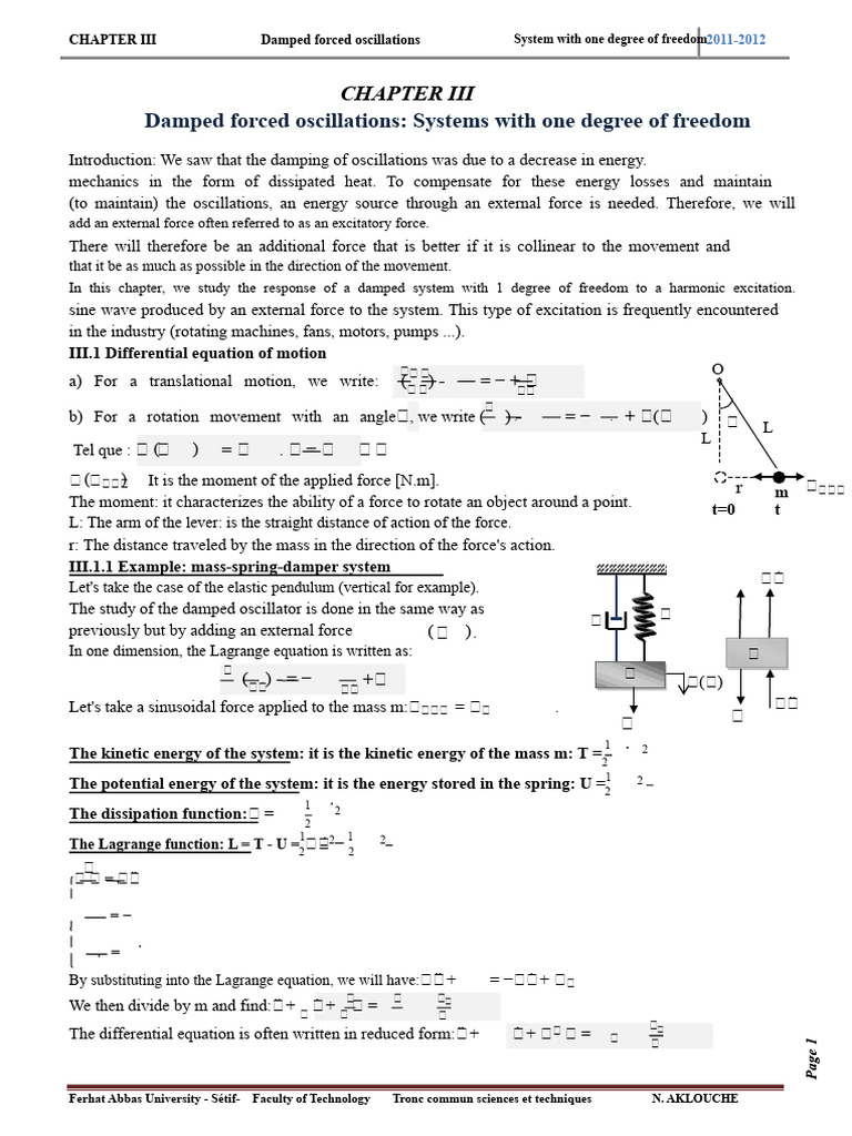 3 - Damped Forced Oscillations System With One Degree of Freedom | PDF | Damping | Oscillation