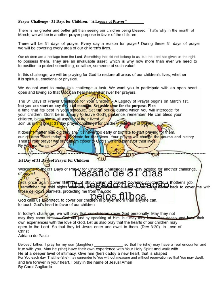 31-Day Prayer Challenge For Children | PDF | Prayer | God