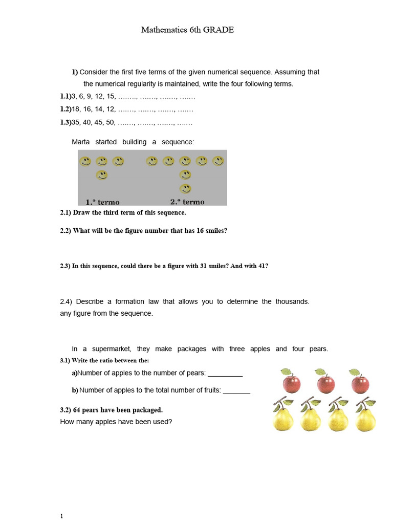 6th Grade Exercises | PDF