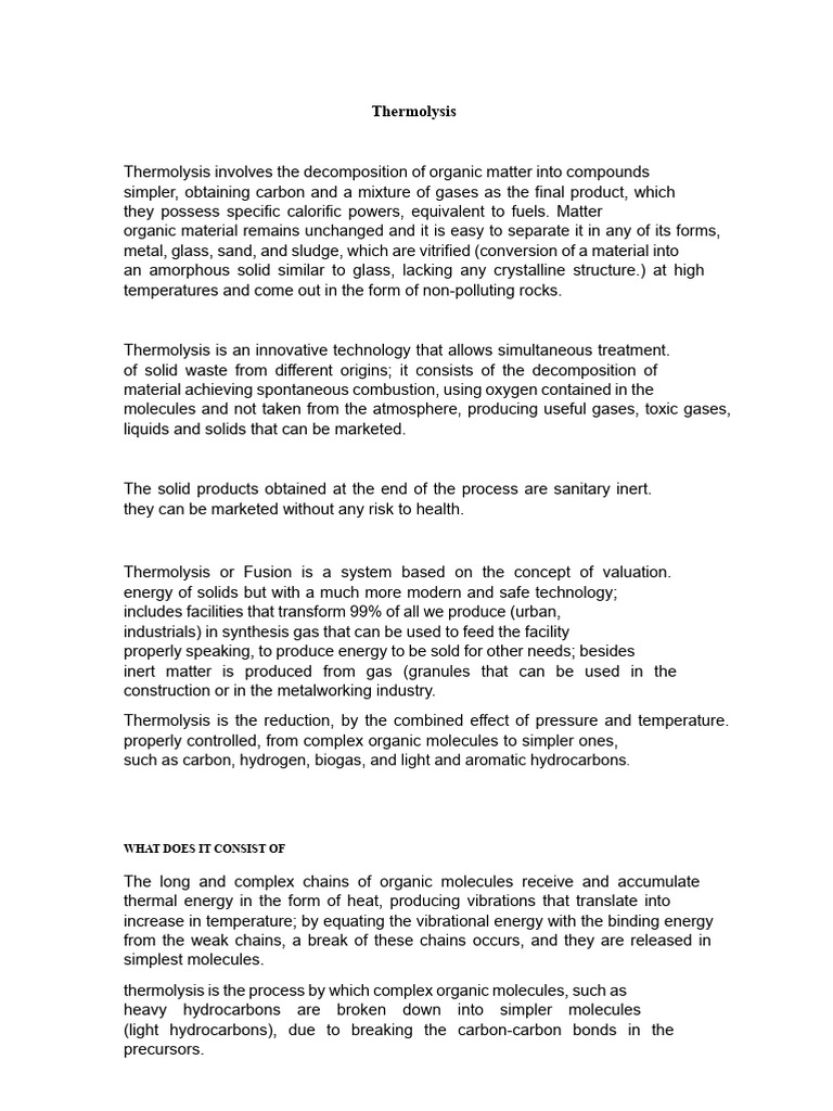 Thermolysis | PDF | Solid | Gases