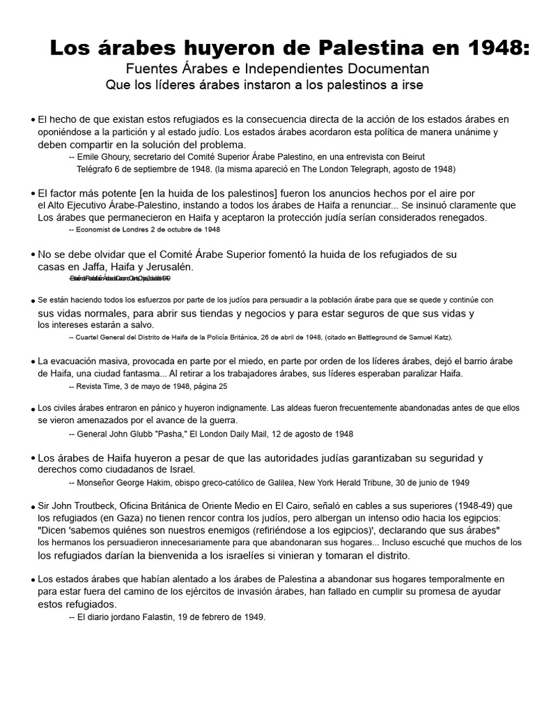 Los líderes árabes dicen a los palestinos que huyan en 1948 | PDF ...