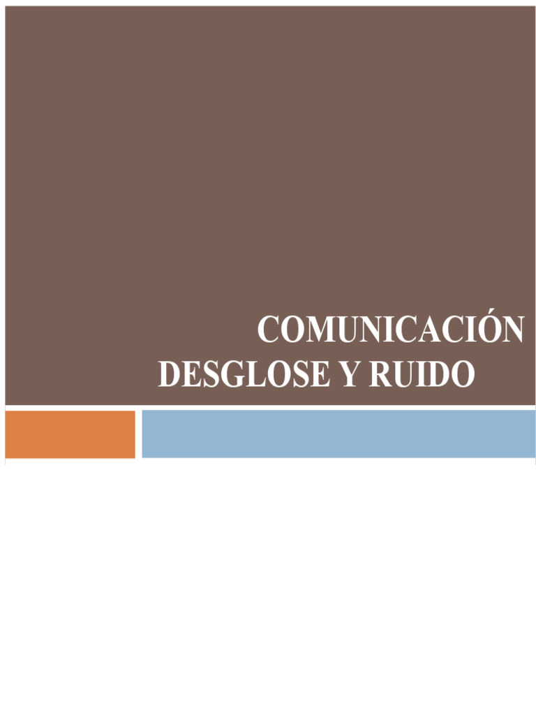 Vi. Descomposición de la Comunicación y Ruido | PDF | Sicología ...