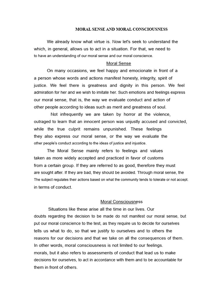 Moral sense and moral conscience - text | PDF | Conscience | Feeling