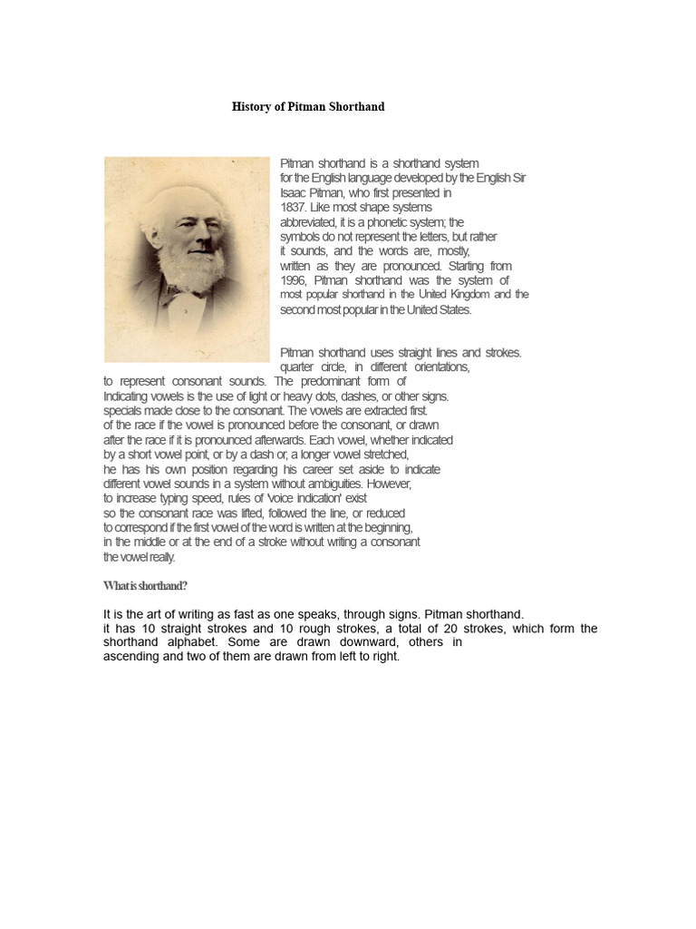 Overview of Pitman Shorthand System | PDF | Orthography | Writing