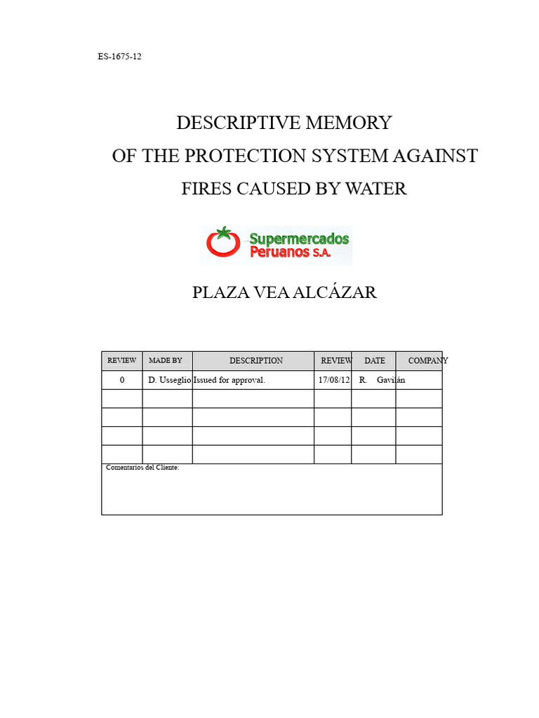 Fire Protection System Overview for Plaza Vea | PDF | Pipe (Fluid ...